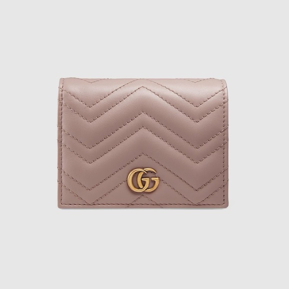 Gucci | Bags | Gucci Marmont Dusty Rose Quilted Leather Wallet Card ...